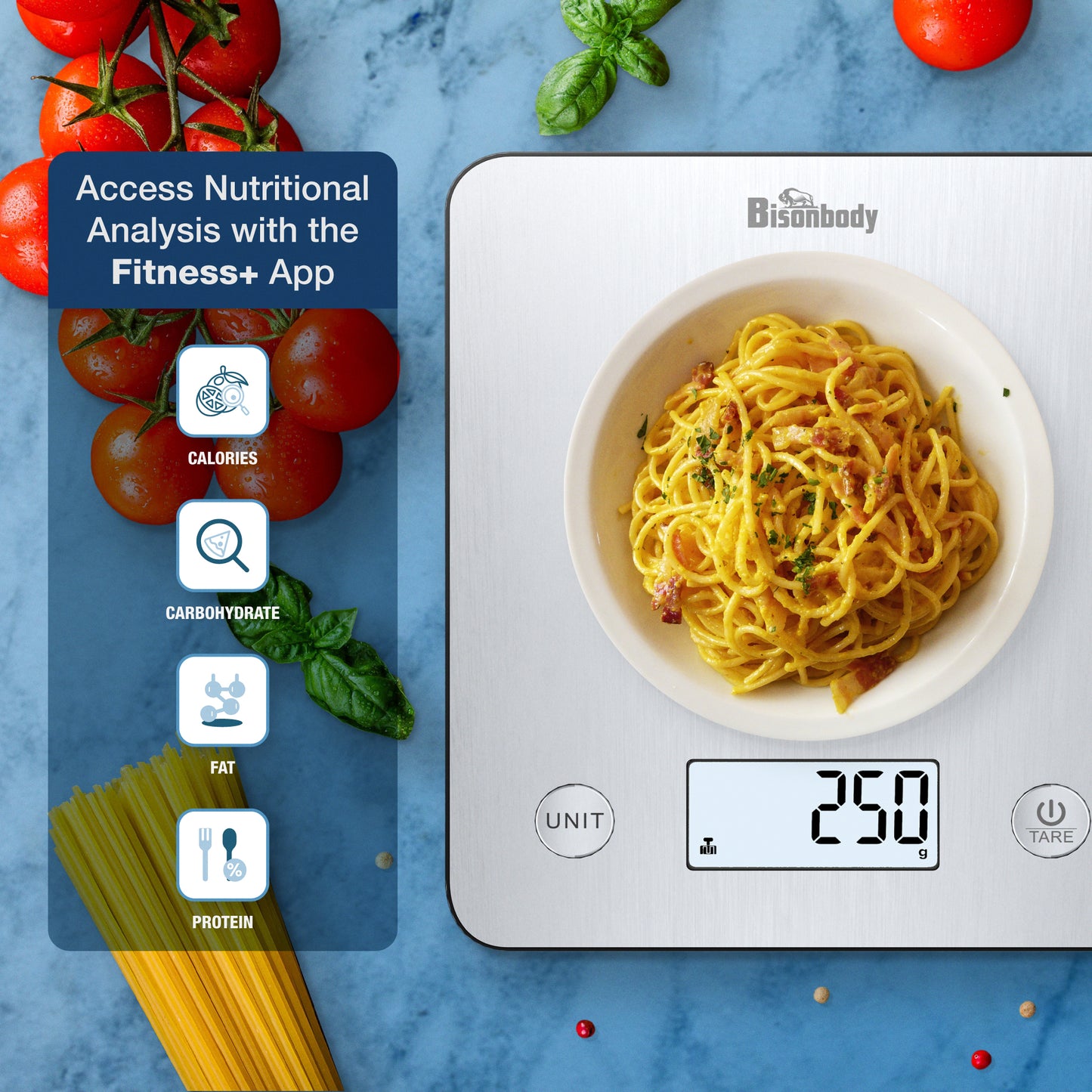 Bundle - Bisonbody Body Scale 20 Body Metrics Measurement + Smart Kitc ...